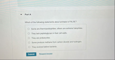 Solved Part AWhich of the following statements about archaea | Chegg.com