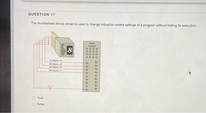 Solved QUESTION 17 The thumbwheel device shown is used to | Chegg.com