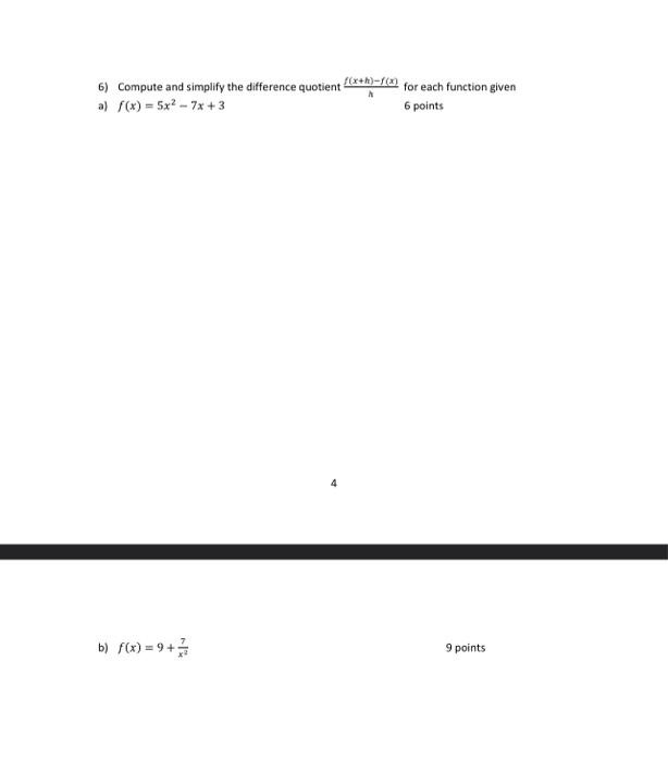 Solved 6) Compute and simplify the difference quotient | Chegg.com