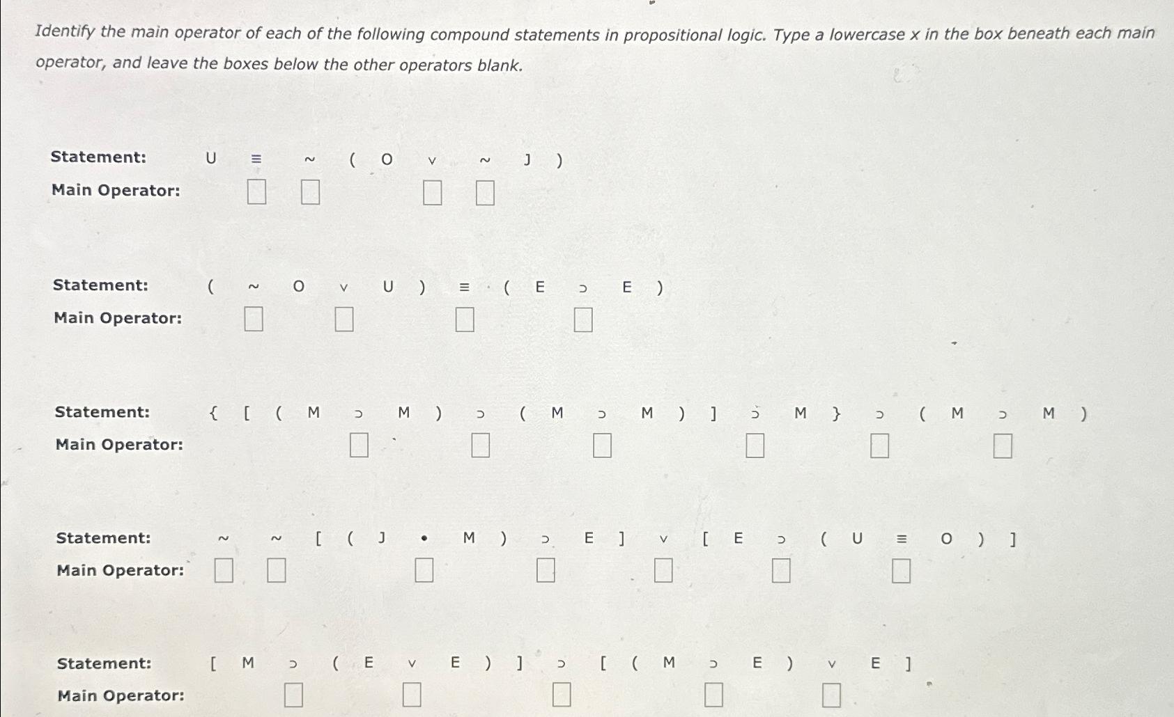 Solved Identify the main operator of each of the following | Chegg.com