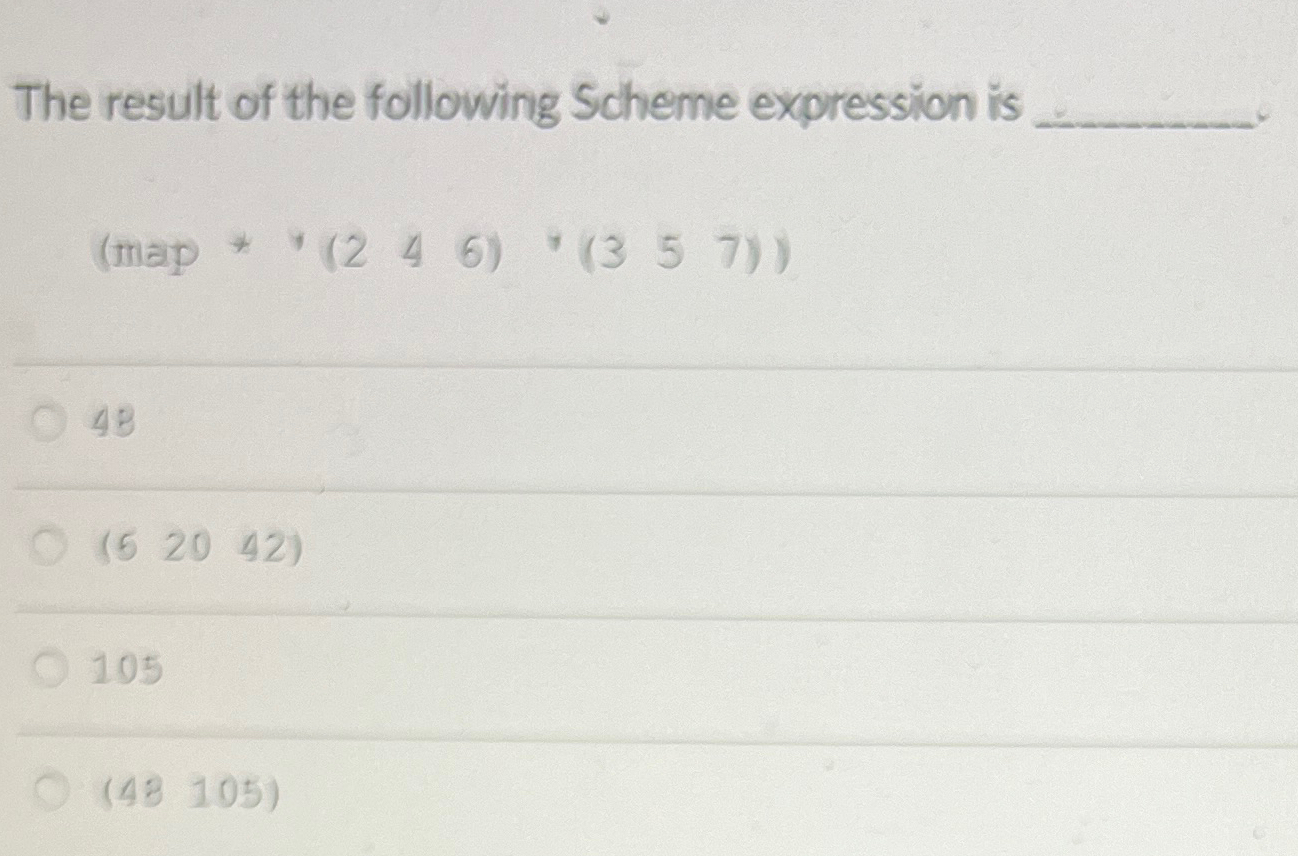 The result of the following Scheme expression | Chegg.com