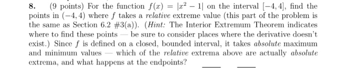 Solved 8. (9 points) For the function f(x) = 132 – 11 on the | Chegg.com