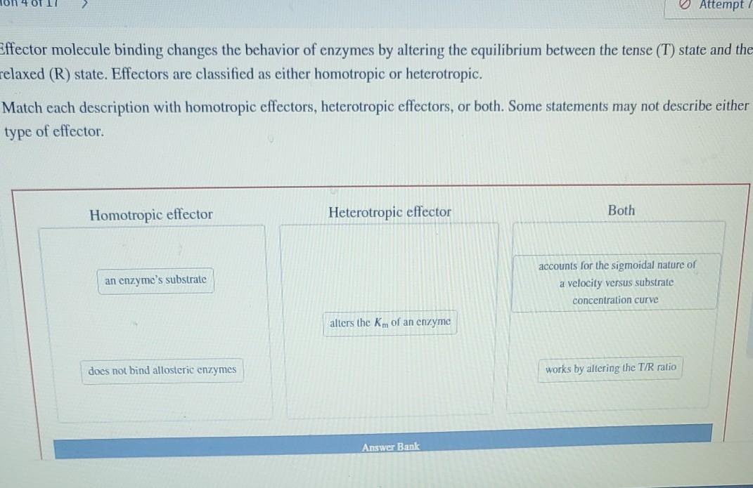 Solved Attempt Effector molecule binding changes the | Chegg.com