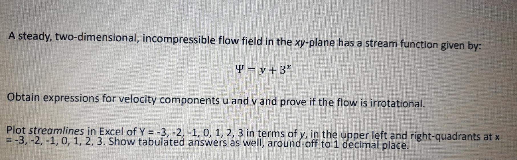 Solved A steady, two-dimensional, incompressible flow field | Chegg.com