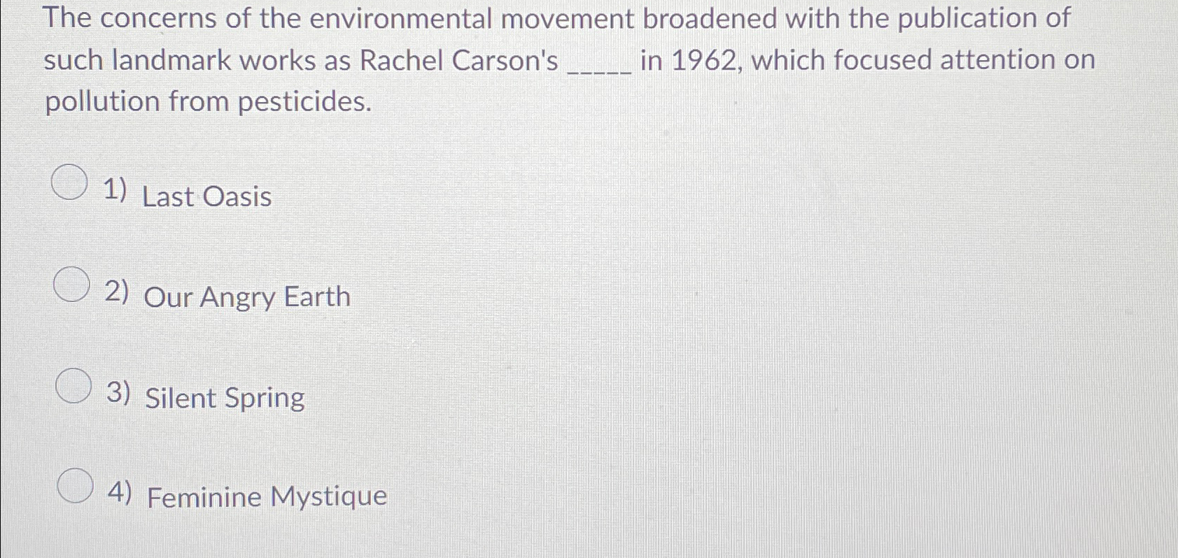 Solved The concerns of the environmental movement broadened | Chegg.com