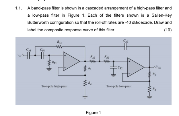 Solved 1.1. ﻿A band-pass filter is shown in a cascaded | Chegg.com