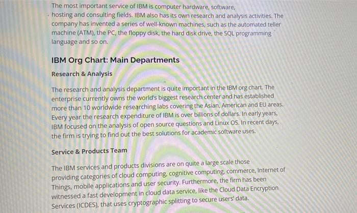 Solved >C > IBM Org Chart: Enterprise Profile The IBM org | Chegg.com