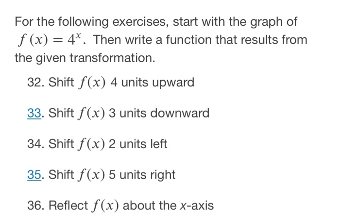 Solved For the following exercises, start with the graph of | Chegg.com