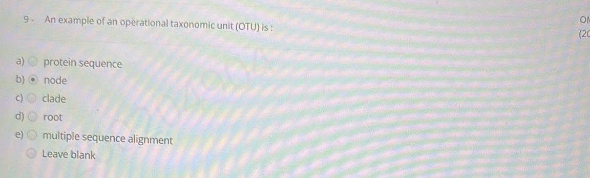 Solved An example of an operational taxonomic unit (OTU) ﻿is | Chegg.com