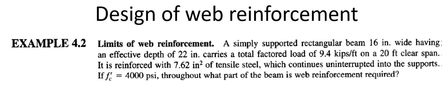 Solved Design of web reinforcementEXAMPLE 4.2 ﻿Limits of web | Chegg.com
