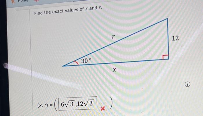 Solved Find the exact values of x and r. | Chegg.com