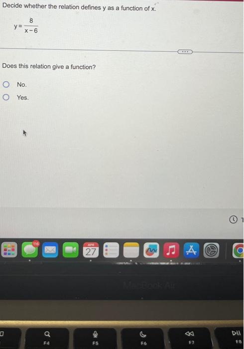 Solved Decide whether the relation defines y as a function | Chegg.com