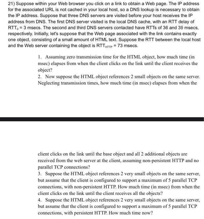 Solved 21) Suppose within your web browser you click on a | Chegg.com