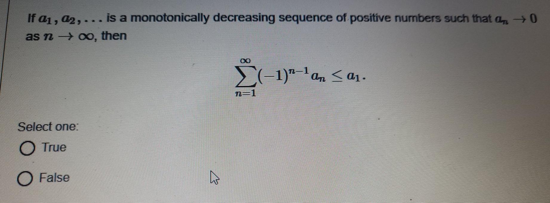 Solved If ai, 42, ... is a monotonically decreasing sequence | Chegg.com
