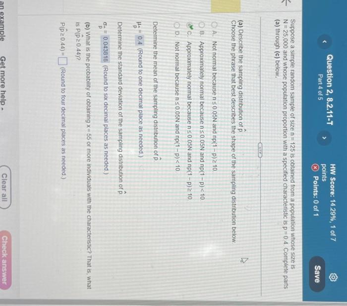 Solved Suppose a simple random sample of size n=125 is | Chegg.com
