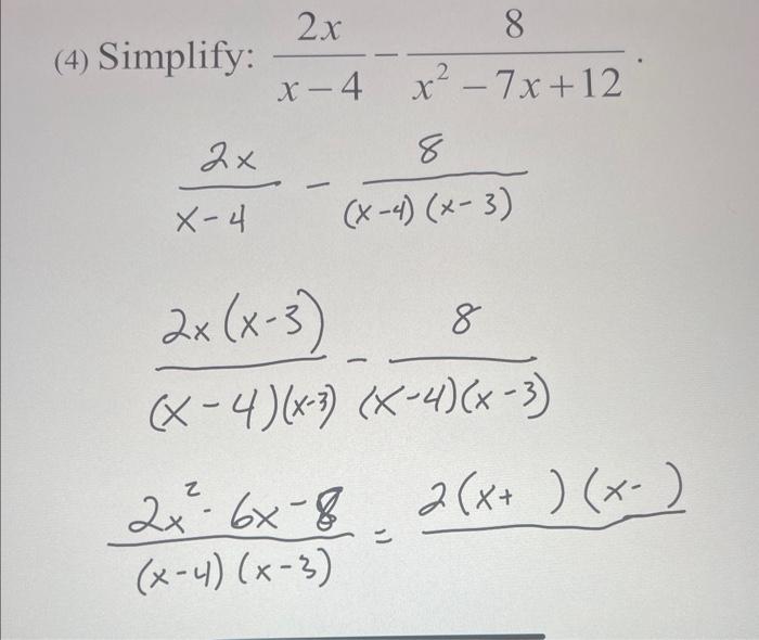 Solved Simplify: x−42x−x2−7x+128. | Chegg.com
