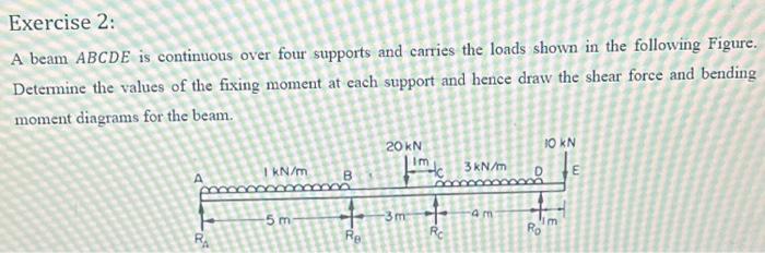 Solved Exercise 2: A beam ABCDE is continuous over four | Chegg.com