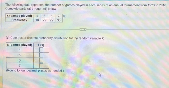 Solved a) construct a discrete probability distrubution for | Chegg.com