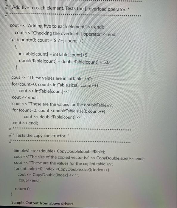 Solved Given the simplevector.h definition below, modify the | Chegg.com