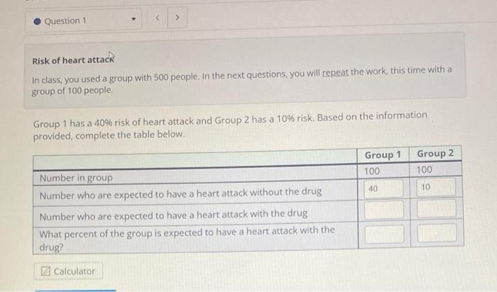 Solved Risk of heart attach In class, you used a group with | Chegg.com