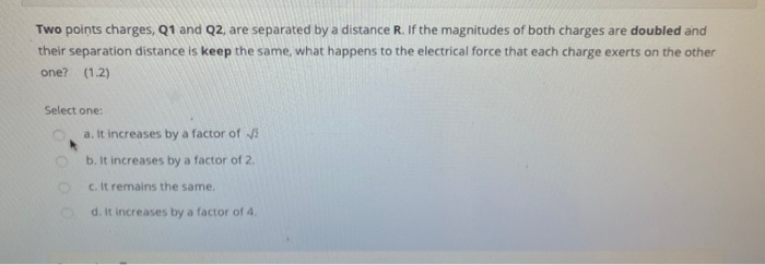 Solved Two points charges, Q1 and Q2, are separated by a | Chegg.com