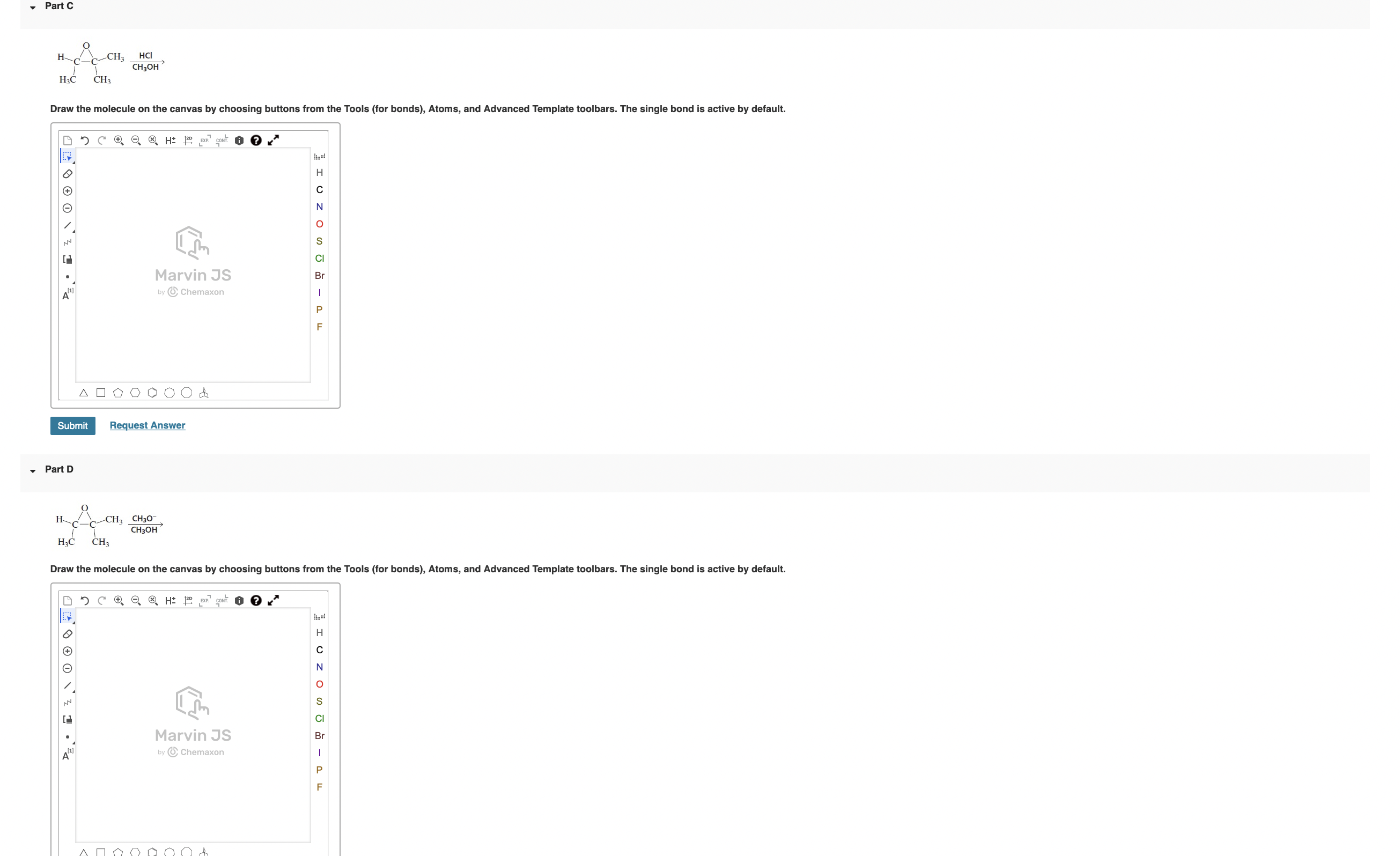 Solved Draw the molecule on the canvas by choosing buttons | Chegg.com