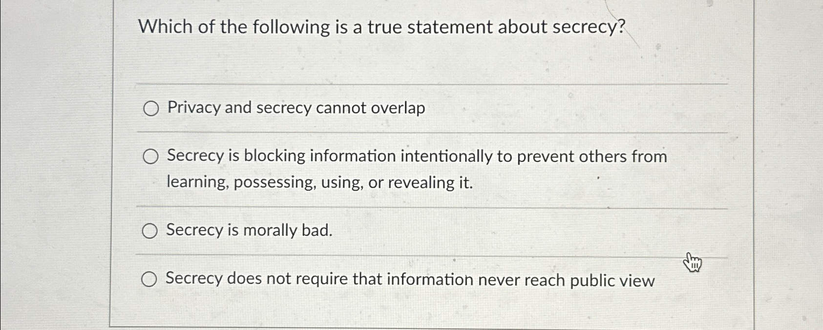 Solved Which of the following is a true statement about | Chegg.com