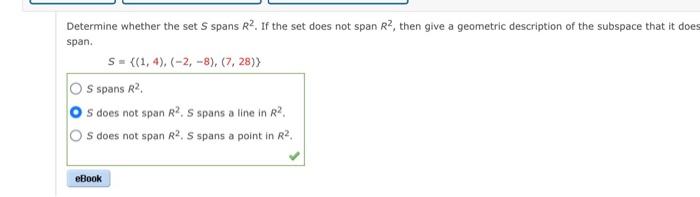 Solved Determine whether the set S spans R2. If the set does | Chegg.com