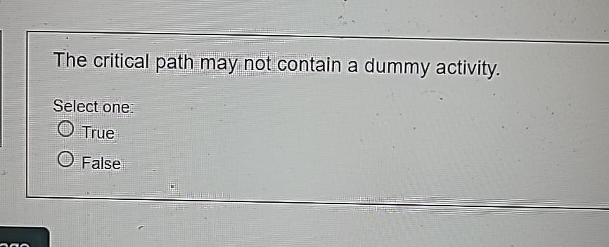 Solved The Critical Path May Not Contain A Dummy 1521