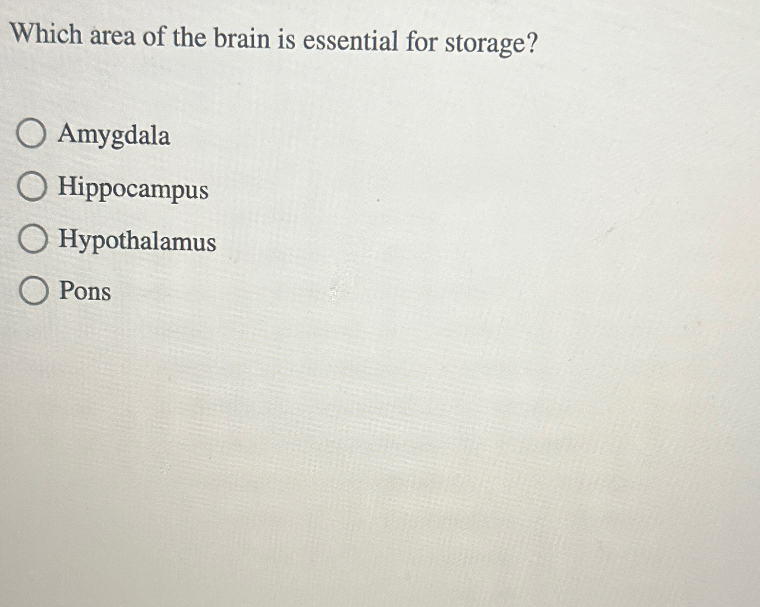Solved Which area of the brain is essential for | Chegg.com