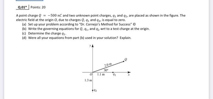 A point charge Q=−500nC and two unknown point | Chegg.com