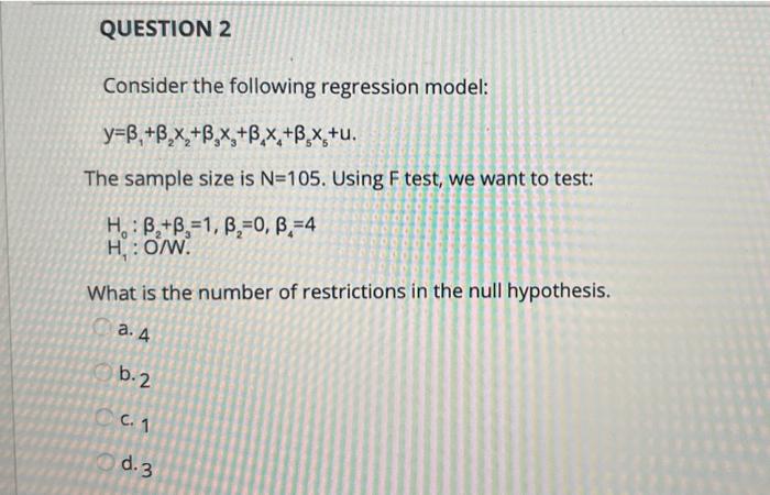 Solved Consider the following regression model: | Chegg.com