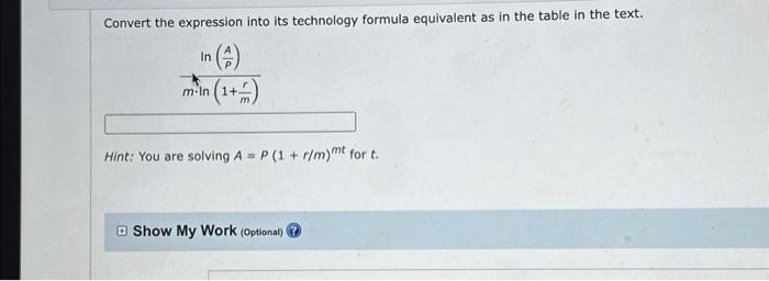 Solved Convert the expression into its technology formula | Chegg.com