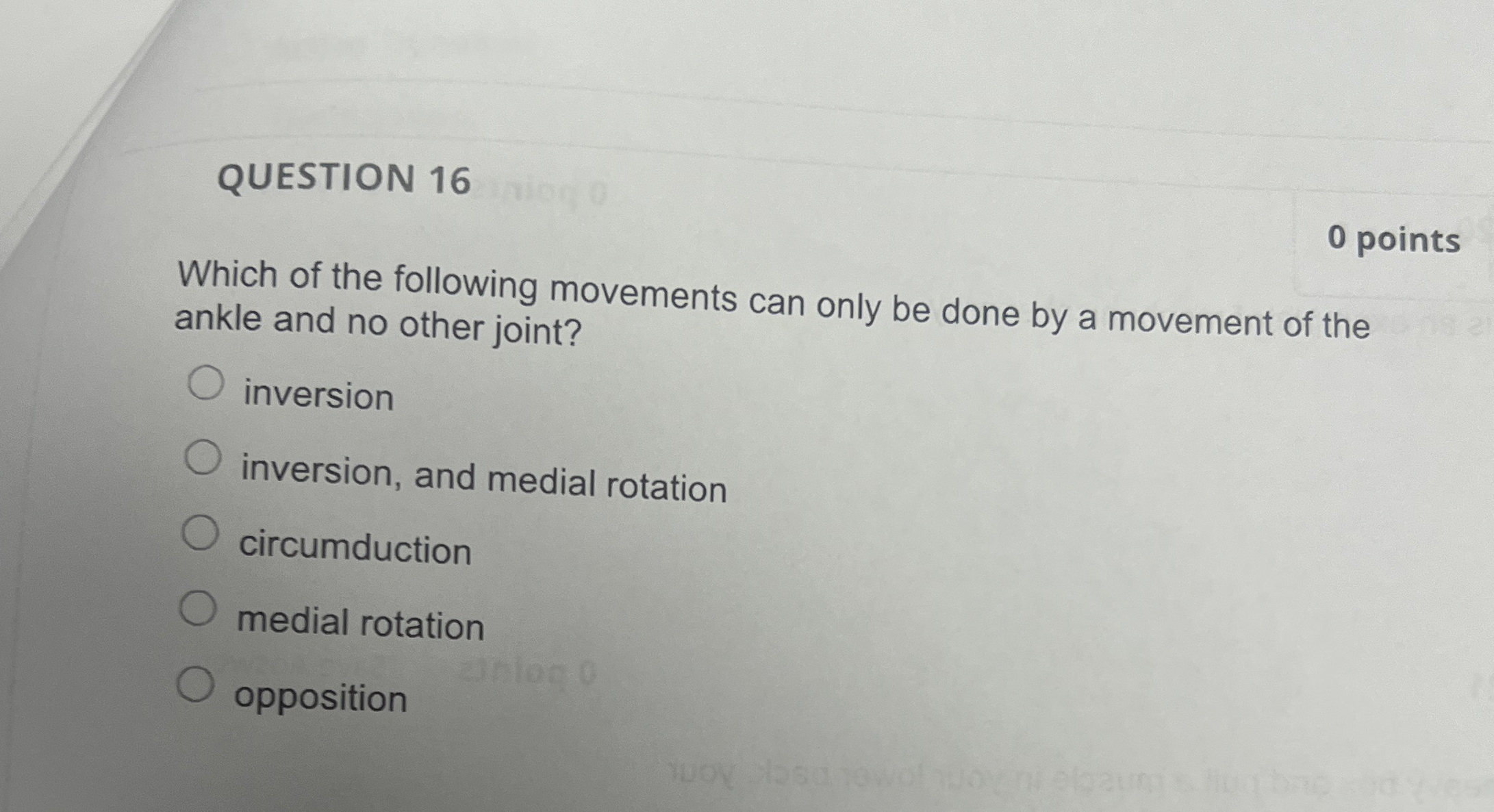 Solved QUESTION 160 ﻿pointsWhich of the following movements | Chegg.com