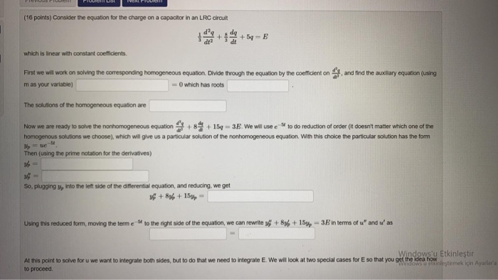 Solved (16 points) Consider the equation for the charge on a | Chegg.com