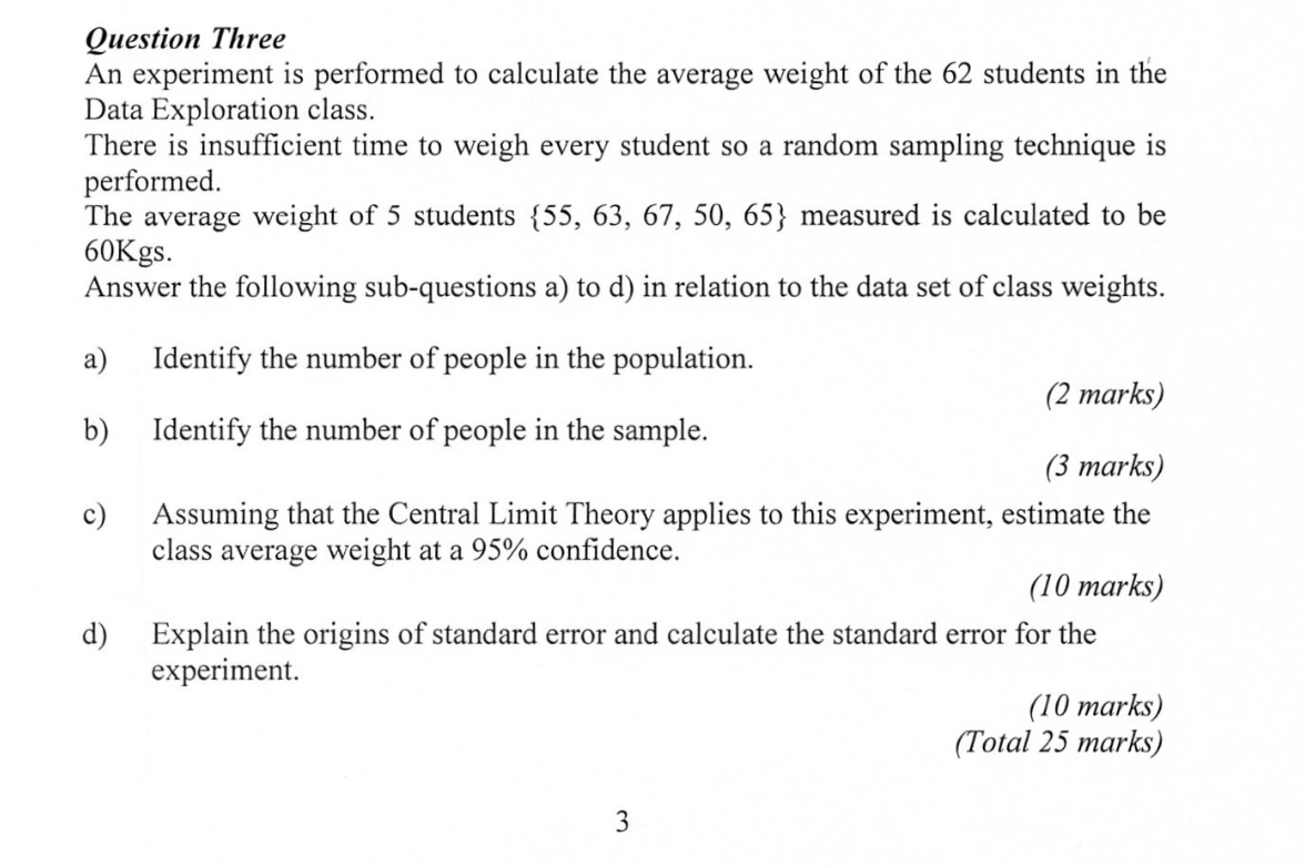Solved Question TwoQuestion Three Appendix AAn experiment is | Chegg.com