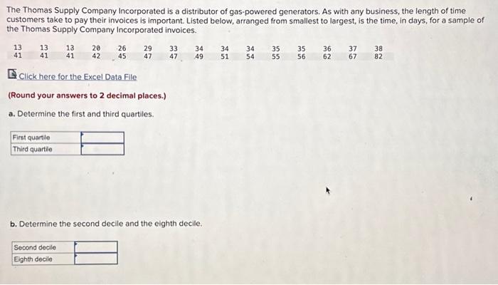 Solved The Thomas Supply Company Incorporated is a | Chegg.com