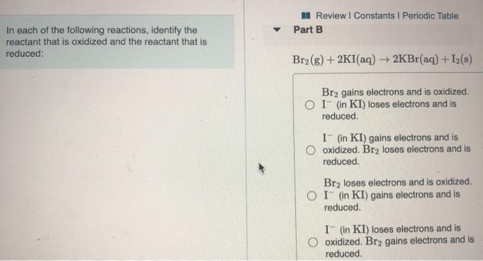 Solved A Review Constants 1 Periodic Table Part A In each of | Chegg.com