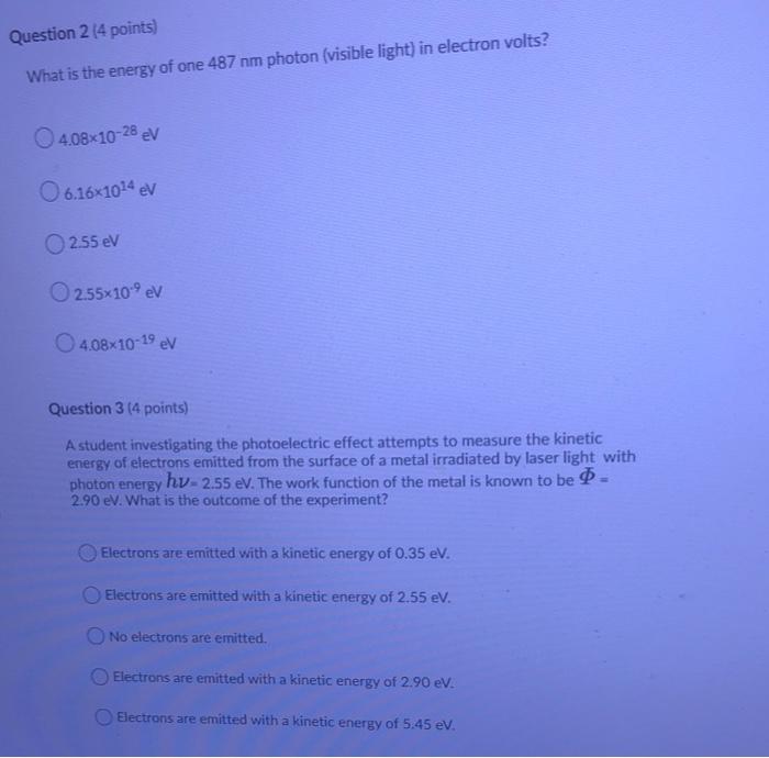 Solved Question 2 (4 points) What is the energy of one 487 | Chegg.com