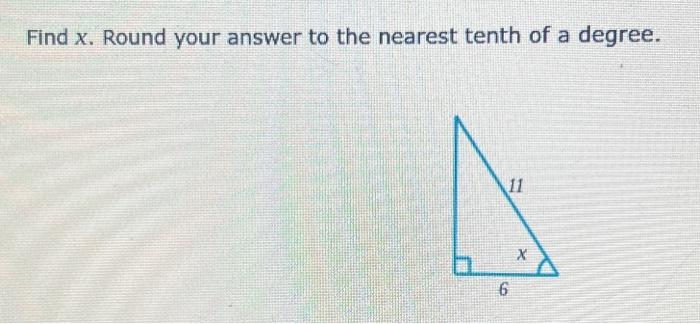 Solved Find x. Round your answer to the nearest tenth of a | Chegg.com