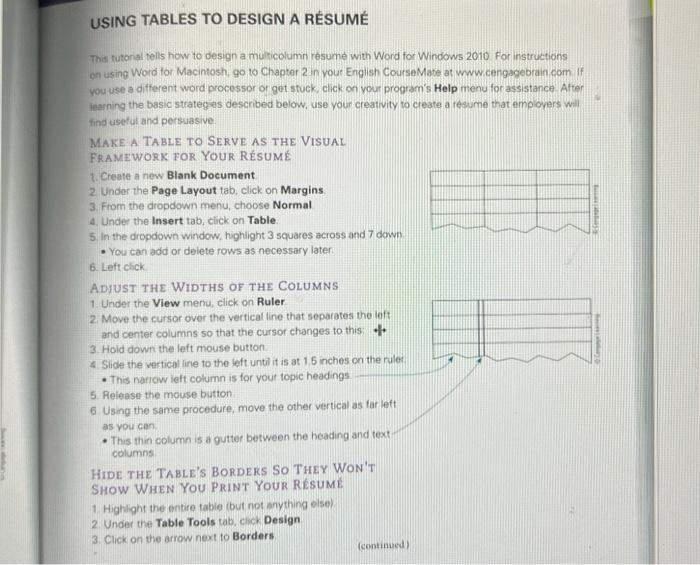 Practice Creating a Resume Shell in MS-Word The | Chegg.com