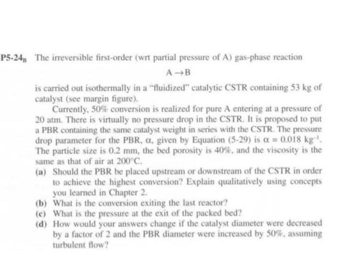Solved P5-248 The irreversible first-order (wrt partial | Chegg.com
