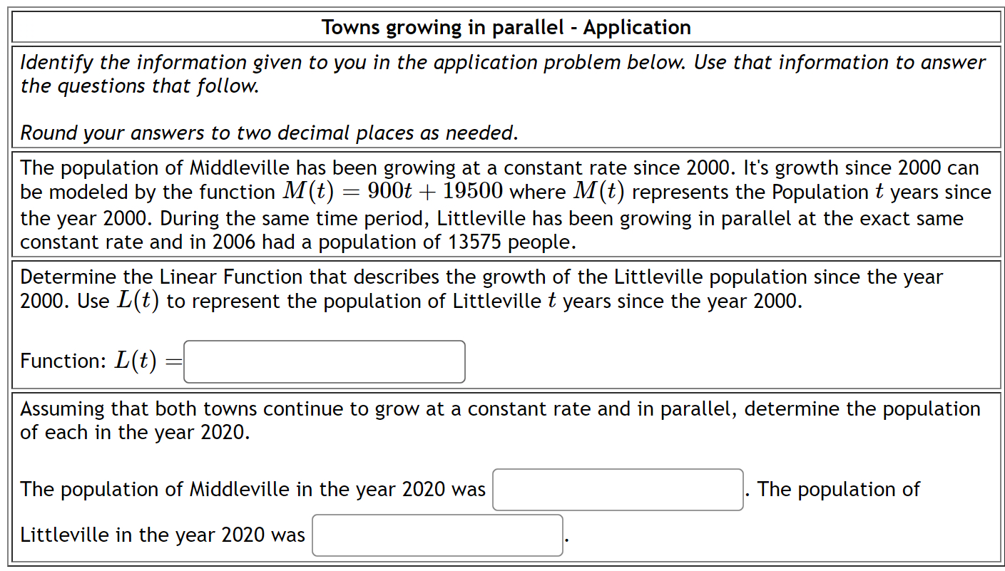 Solved \table[[Towns growing in parallel - | Chegg.com