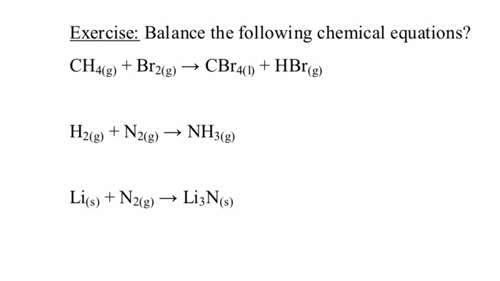 Solved Exercise: Balance the following chemical equations? | Chegg.com