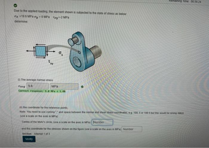 Solved Due to the applied loading. the element shown is | Chegg.com