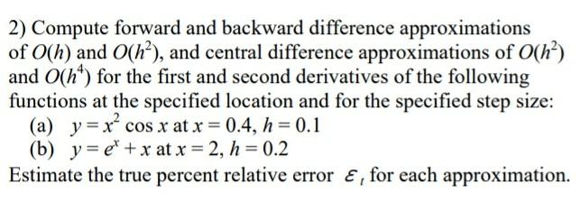 Solved 2) Compute forward and backward difference | Chegg.com