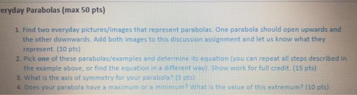 Solved ryday Parabolas (max 50 pts) 1. Find two everyday | Chegg.com