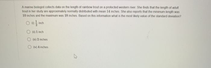 Solved A marine biologist collects data on the length of | Chegg.com