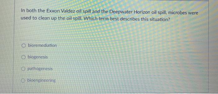 Solved In both the Exxon Valdez oil spill and the Deepwater | Chegg.com