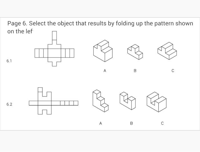Solved Page 6. Select the object that results by folding up | Chegg.com